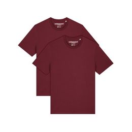 wat? Apparel T-Shirt 2er Multipack Bio Basic T-Shirt Burgundy in Weinrot | Gr.: 60
