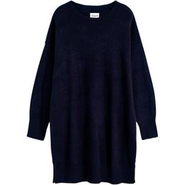 bonprix Damen bonprix Sweatkleid &raquo;Oversize-Strickkleid&laquo; aus Materialmix, Oversize Passform, knielang, mit Seitenschlitzen blau 40/42 (M), N-Gr