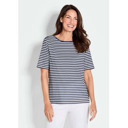 GOLDNER Kurzgr&ouml;&szlig;e: Stilvolles Streifenshirt f&uuml;r Damen in schwarz / wei&szlig; / geringelt | Gr.: 21