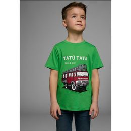 Kidsworld Jungen Kidsworld T-Shirt &raquo;Feuerwehr-Druck: PLATZ DA&laquo; Kurzarm, basic geschnitten, mit coolen Statements gr&uuml;n 92/98