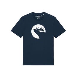wat? Apparel T-Shirt R&ouml;hrender Hirsch in Dunkelblau | Gr.: 58
