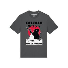wat? Apparel T-Shirt Catzilla in Grau | Gr.: 48