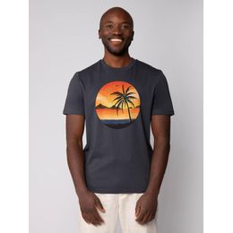 wat? Apparel T-Shirt Sunset on palm beach in India Ink Grey | Gr.: 46