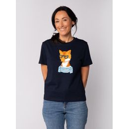 wat? Apparel T-Shirt Fuchs in Dunkelblau | Gr.: 40