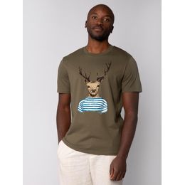 wat? Apparel T-Shirt Hirsch in Khaki | Gr.: 46