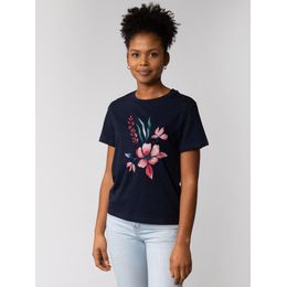 wat? Apparel T-Shirt Blume in Wasserfarbe 01 in Dunkelblau | Gr.: 38