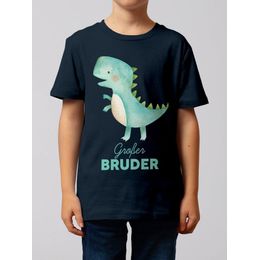 wat? Apparel T-Shirt Dinosaurier 03 Gro&szlig;er Bruder in Dunkelblau | Gr.: 110/116