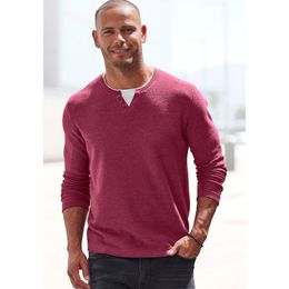 H.I.S. H.I.S Herren Strickpullover Pullover mit hochwertiger Halslochverarbeitung in double-layer Optik rot S (44/46)
