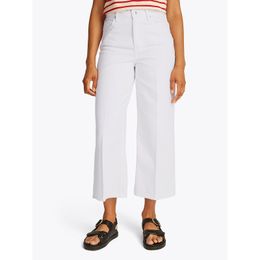 Tommy Hilfiger Damen &raquo;WIDE LEG HW LOU&laquo; mit Logo-Badge, mit Nieten, mit B&uuml;gelfalten wei&szlig; 30, L&auml;nge 32