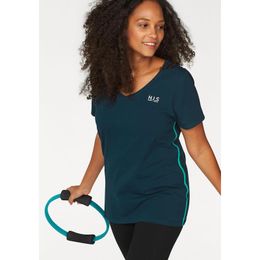 H.I.S. H.I.S Damen T-Shirt Kurzarm, figurfreundlicher Schnitt, unifarben, V-Ausschnitt blau 56/58