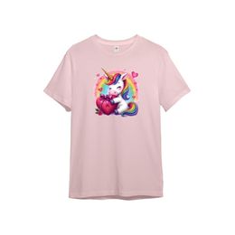 PAULGOS Kinder T-Shirt, Einhorn mit Herz in Rosa | Gr.: 116