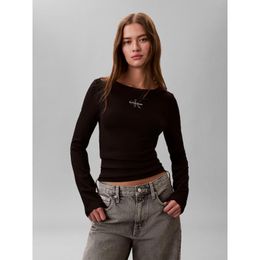 Calvin Klein Jeans Damen Langarmshirt Figurbetonte Passform mit Rundhalsausschnitt XL (44)