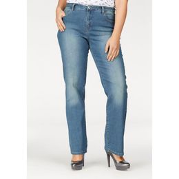 Arizona Damen Gerade Jeans &raquo;Curve-Collection&laquo; hohe Leibh&ouml;he, rinsed Waschung, cleaner Look blau 50, N-Gr