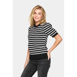Saint Tropez Damen Kurzarmpullover &raquo;MilaSZ SS Striped&laquo; schwarz XS