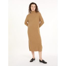 Tommy Hilfiger Damen &raquo;WOOL CASH ROLL-NK LONG DRESS&laquo; mit Logostickerei, in Rippoptik gr&uuml;n XS (34), N-Gr