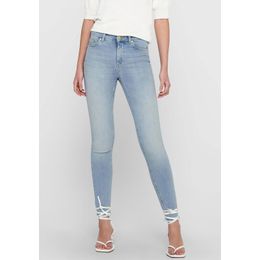 Only Damen Only Ankle-Jeans &raquo;ONLBLUSH MID SK ANK RAW&laquo; mit leicht ausgefranstem Beinabschluss blau XL (42), L&auml;nge 34