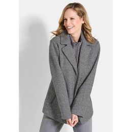GOLDNER Kurzgr&ouml;&szlig;e: Moderne Wolljacke mit Steppeinsatz in grau / wei&szlig; / gemustert | Gr.: 20