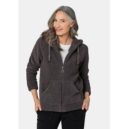 GOLDNER Kurzgr&ouml;&szlig;e: Flausch-Freizeitjacke in Blousonform in anthrazit / silber | Gr.: 20
