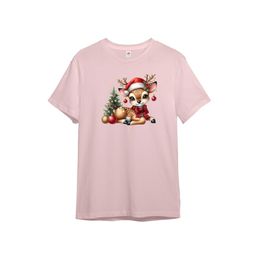 PAULGOS Kinder T-Shirt, Tanzender Weihnachtsmann in Rosa | Gr.: 140