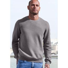 John Devin Herren Strickpullover Pullover aus weichem Strukturstrick grau S (44/46)