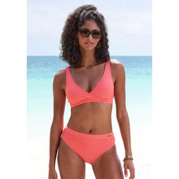 Lascana Damen Lascana Highwaist-Bikini-Hose &raquo;Lolo&laquo; mit angesetztem B&uuml;ndchen orange 34, N-Gr
