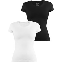 Janice 2 x Damen T-Shirt Nysa in Schwarz/Wei&szlig; | Gr.: M/L