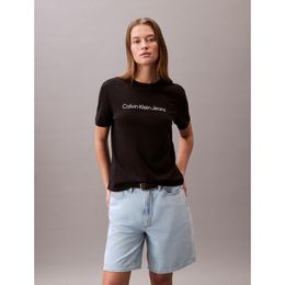 Calvin Klein Jeans Damen T-Shirt &raquo;A- INST. LOGO CLASSIC TEE SS&laquo; mit Logoschriftzug schwarz M (40)