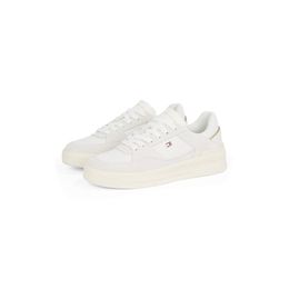 Tommy Hilfiger Damen Plateausneaker &raquo;ESSENTIAL BASKET SNEAKER&laquo; , Freizeitschuh, Halbschuh, Schn&uuml;rer mit Logoflaggen-Emblem beige 35
