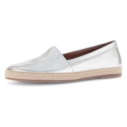 Gabor Damen Slipper , Schlupfschuh, Bequemschuh, Flats mit jutebezogenem Plateau silber 41