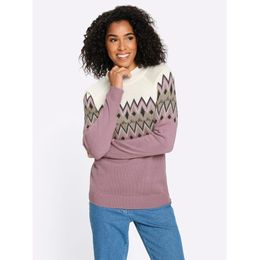 Sieh an! Langarm-Pullover in mauve-beige-gemustert | Gr.: 38