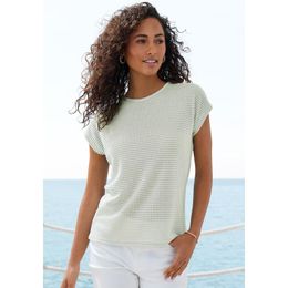 Vivance Damen Kurzarmshirt &raquo;aus b&uuml;gelfreiem Waffelstrick&laquo; gr&uuml;n 32/34