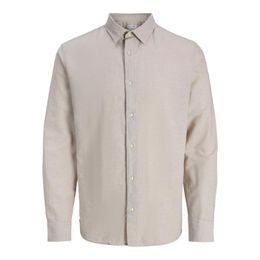 Jack & Jones PlusSize Jack & Jones Plussize Herren Jack & Jones PlusSize Langarmhemd &raquo;JJEBREEZE LINEN BLEND SHIRT L/S SN PLS&laquo; mit auff&auml;lliger Knopfleiste 5XL, N-Gr