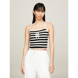 Tommy Jeans Damen Spaghettitop &raquo;TJW CROCHET STRIPE TOP&laquo; schwarz XS (34)
