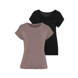 Vivance Damen Kurzarmshirt &raquo;mit Gummizug im Bund&laquo; 2er-Pack, aus weichem Viskose-Stretch grau 36/38