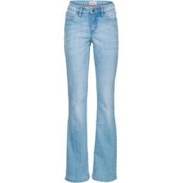 bonprix Damen bonprix Bootcut-Jeans &raquo;Bootcut Jeans Mid Waist, Komfort-Stretch&laquo; Slim Fit Passform, aus Baumwollmischung mit Stretch-Anteil blau 50, N-
