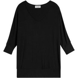 bonprix Damen bonprix Oversize-Shirt &raquo;Oversized-Shirt aus flie&szlig;ender Viskose&laquo; weite Passform, 3/4-&Auml;rmel, weiter Ausschnitt, aus Viskose schwarz 56/58 