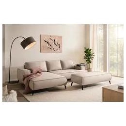 Sitzgruppe Home Affaire "TVINNU, Polsterecke L-Form, Schlaffunktion, mit Hocker", beige (hellbeige), B:275cm H:83cm T:173cm, Sitzm&ouml;bel-Sets, Set, stellbar zum Schlafsofa (Krokodilverbinder)