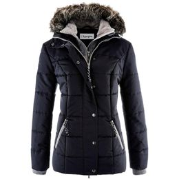 bonprix Damen bonprix Winterjacke &raquo;Winterjacke in 2-in1 Optik&laquo; mit Kapuze mit 2-in-1 Optik, mit integriertem Fleeceeinsatz, Slim fit Passform schwarz 