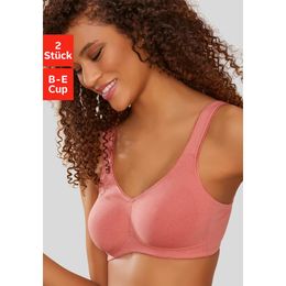 Petite Fleur Damen Petite Fleur Soft-BH Packung, 2 St&uuml;ck, ohne B&uuml;gel, Baumwolle rosa 85, Cup E