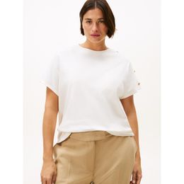 Tommy Hilfiger Curve Damen Kurzarmshirt &raquo;CRV GOLD BUTTON SS TEE&laquo; in gro&szlig;en Gr&ouml;&szlig;en beige 54