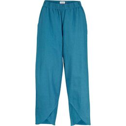 bonprix Damen bonprix 3/4-Hose &raquo;3/4-Hose aus leichtem Leinen-Mix&laquo; aus Leinen-Mix, mit Seitenschlitzen, Regular Fit, casual Stil blau 50, N-Gr