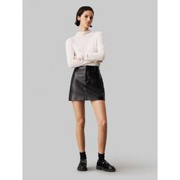 Calvin Klein Jeans Damen A-Linien-Rock &raquo;FAUX LEATHER A-LINE MINI SKIRT&laquo; mit Logopatch schwarz XL (42)