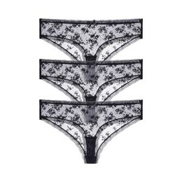 Dorina Damen Brasilslip &raquo;Lana Essential Lace&laquo; 3er Pack, mit Spitze, leicht transparent, bequem, weich 4XL