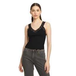 rosemunde Damen rosemunde Spitzentop &raquo;Bernardine Organic Cotton Top&laquo; Vintage-Spitzenbesatz am V-Ausschnitt, breite Tr&auml;ger, feminin schwarz L
