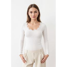 rosemunde Damen rosemunde Langarmshirt &raquo;Benita Silk Blouse&laquo; Langarm, mit Spitze, feminin, bequem, Seiden- Baumwollmischung wei&szlig; S