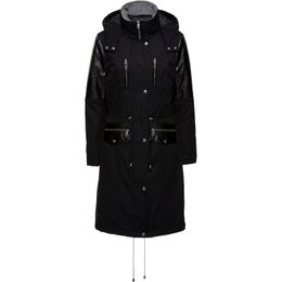 bonprix Damen bonprix Langjacke mit Kapuze lockerer loose fit, mit gro&szlig;er abnehmbarer Kapuze, hoher Stehkragen schwarz 40