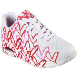 Skechers Damen &raquo;UNO-SPREAD THE LOVE&laquo; Freizeitschuh, Halbschuh, Schn&uuml;rschuh mit coolem Graffiti-Print wei&szlig; 36