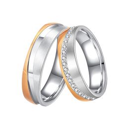 DOOSTI Unisex DOOSTI Trauring &raquo;Schmuck Geschenk Edelstahl Trauring Ehering Partnerring LIEBE&laquo; wahlweise mit oder ohne Zirkonia rosa