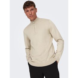 Only & Sons Only & Sons Herren ONLY & SONS Strickpullover &raquo;ONSWYLER LIFE REG 14 HALF ZIP KNIT NOOS&laquo; beige S