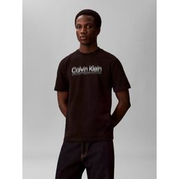 Calvin Klein Herren T-Shirt Rundhalsausschnitt, Regular Fit, Logoschriftzug L